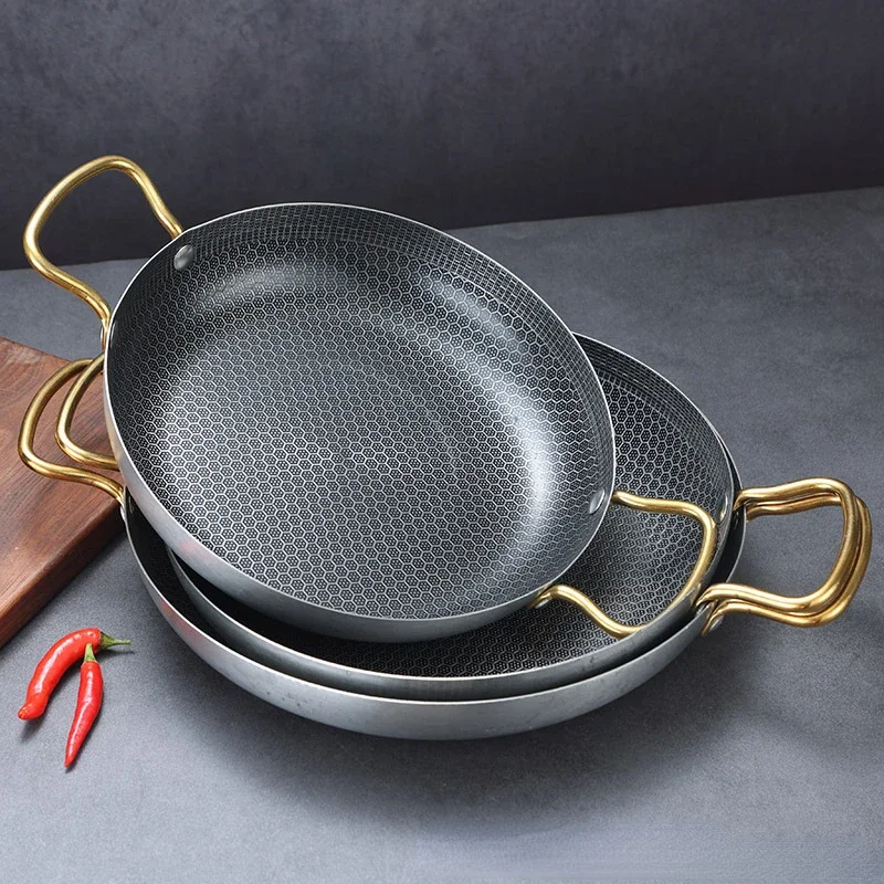 Thickened-Commercial-Creative-Double-Ear-Pan-Dry-Pot-Hotpot-Honeycomb ...