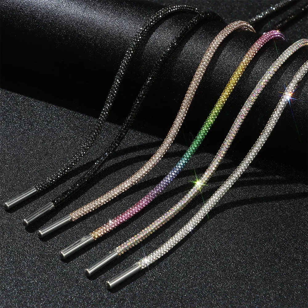 1pc Luxury Rhinestone Shoelaces Diamond Shoe Laces Bright Strings Cross ...