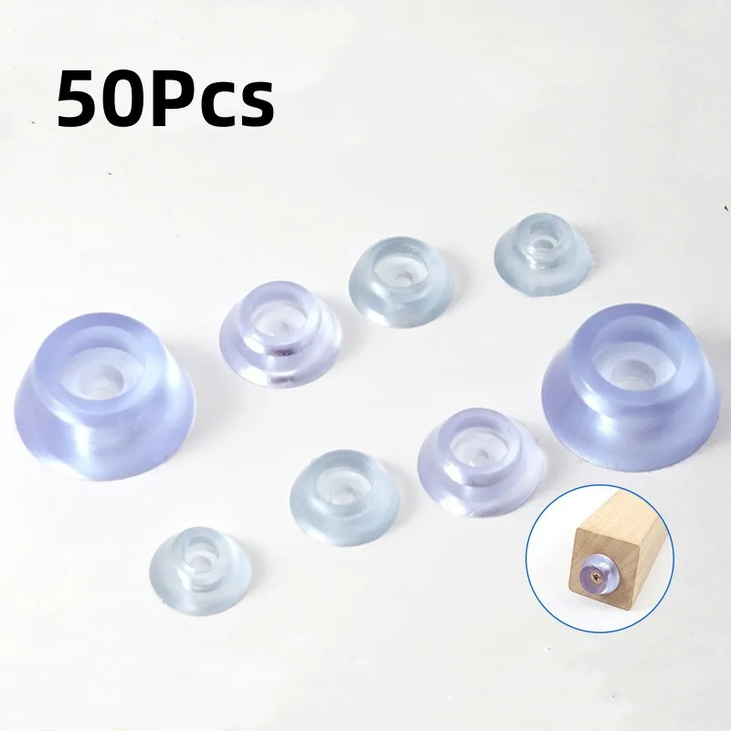 50Pcs-Transparent-Silicone-Chair-Leg-Mat-Round-Non-slip-Wear-resistant ...