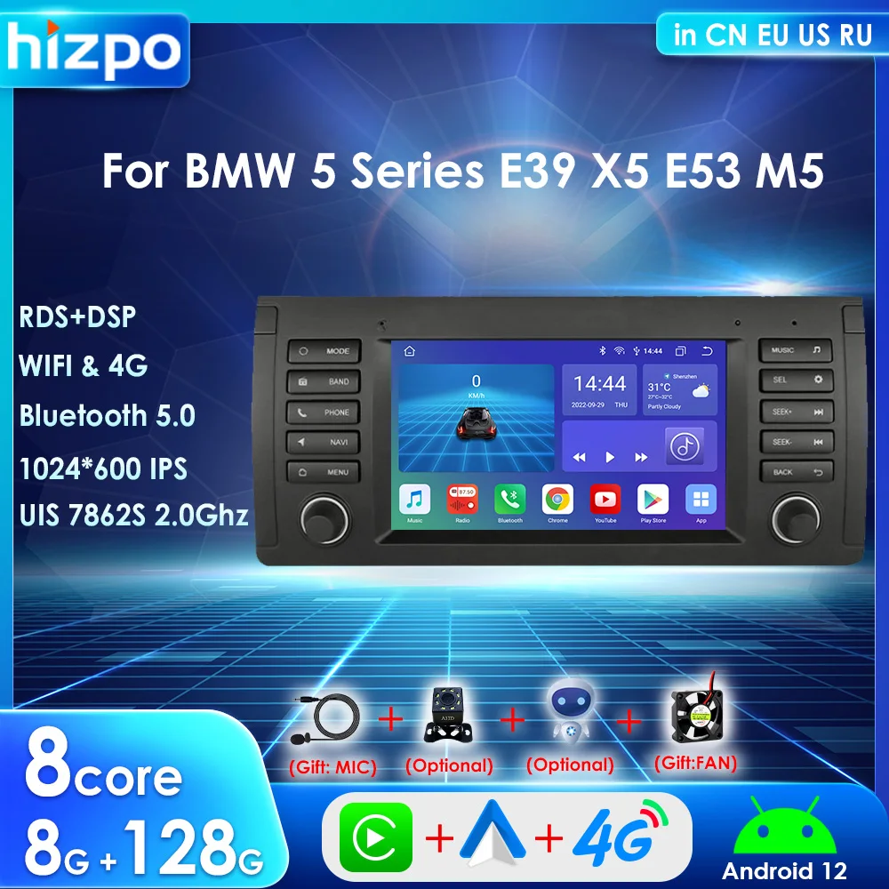Hizpo 7'' Autoradio For BMW 5 Series E39 X5 E53 M5 Car Radio Multimedia Player Android UIS7862S ...