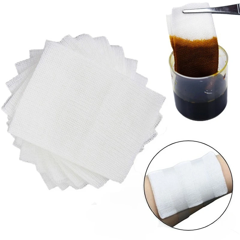 10 Sheets/Bag White Gauze Sterilized Disposable Absorbent Cotton Gauze ...