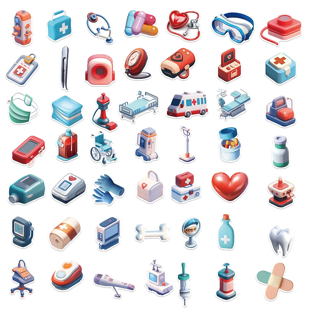 10-50Pcs-Medical-Science-Equipment-Stickers-Doctor-Nurse-Stethoscope ...