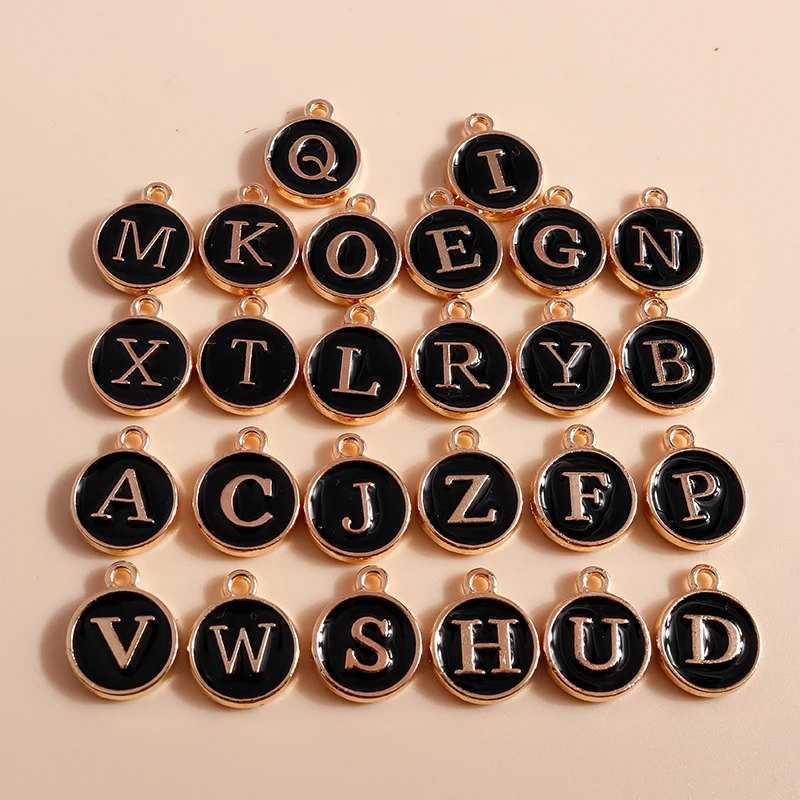 10pcs Cute Mini Black Alphabet 26 Letters Charms for DIY Name Jewelry ...