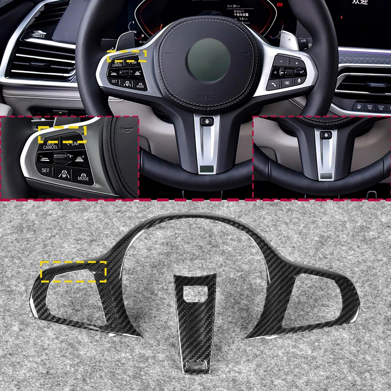Carbon-Fiber-Car-Steering-Wheel-Panel-Decoration-Cover-Trim-Moulding ...