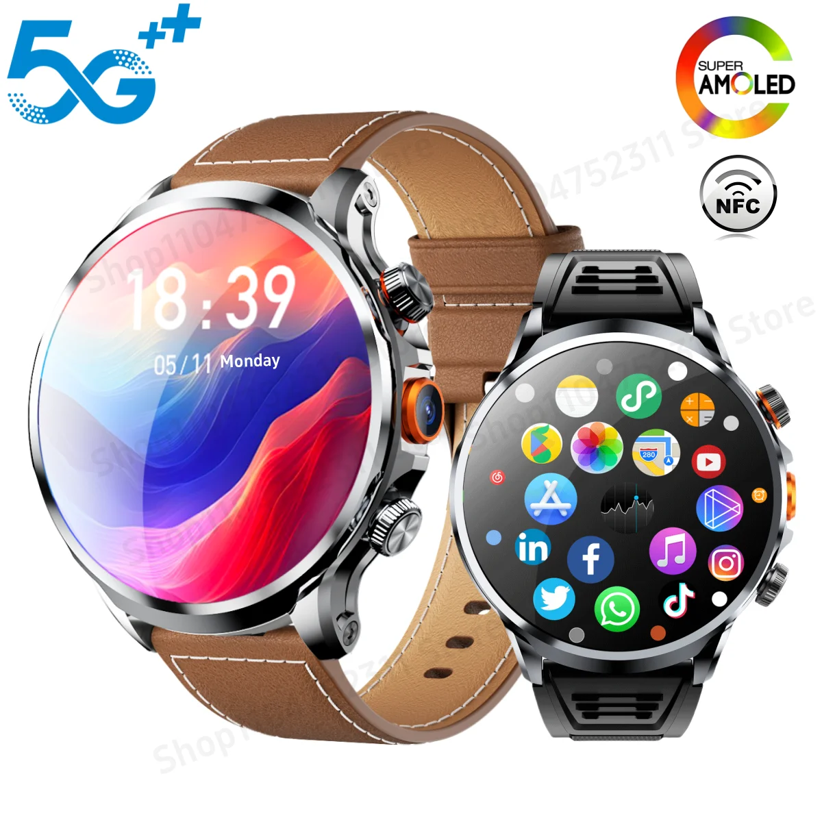 16+256GB Android 9.0 Smartwatch 4G LTE 1100Mah Battery Play Store Heart ...