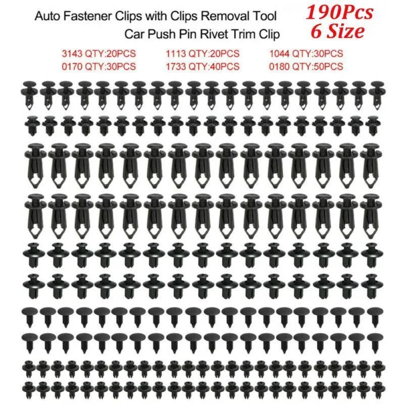 190pcs Universal Car Trim Panel Clips Fastener Push Pin Rivets Auto ...