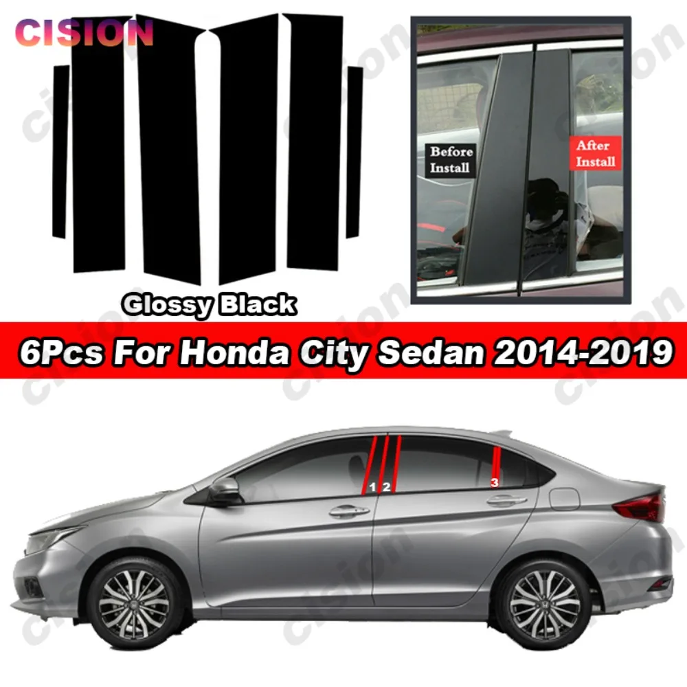 Glossy-Black-Mirror-Effect-Car-Door-Window-Center-B-C-Pillars-Post ...