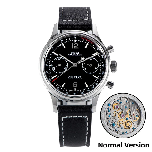 Sugess 1963 Pilot Watch Men Mechanical Chronograph Panda Wristwatch Air ...