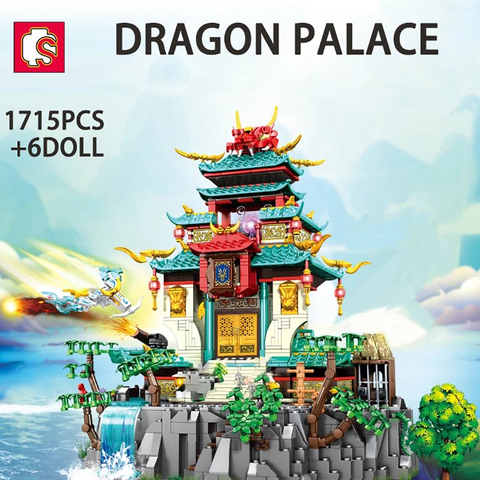 SEMBO 1715PCS Chinese Dragon Palace Traditional Model Building Blocks ...