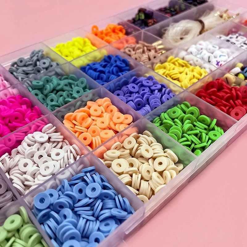 Création de bijoux,Kit de perles d'espacement en argile polymère,rondes ...