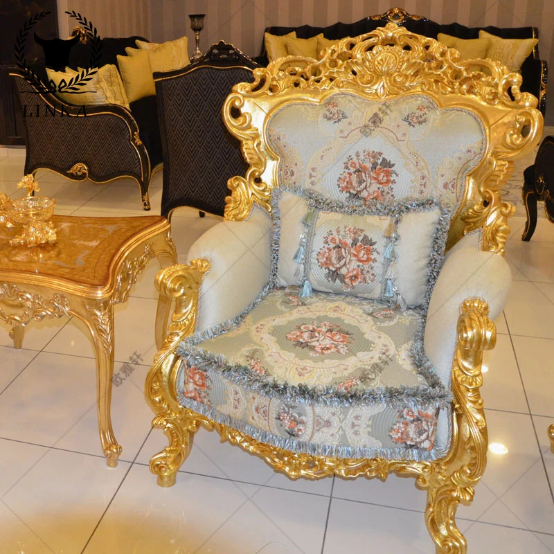 Custom European solid wood carved large family sofa combination French ...