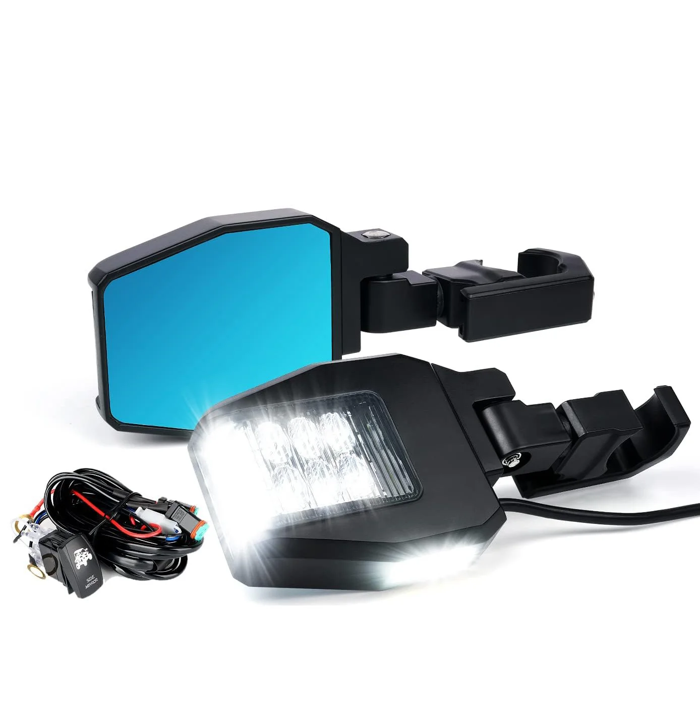 2024-N2-Brand-New-3rd-Lighted-UTV-Side-Mirrors-With-Led-Light-Anti ...
