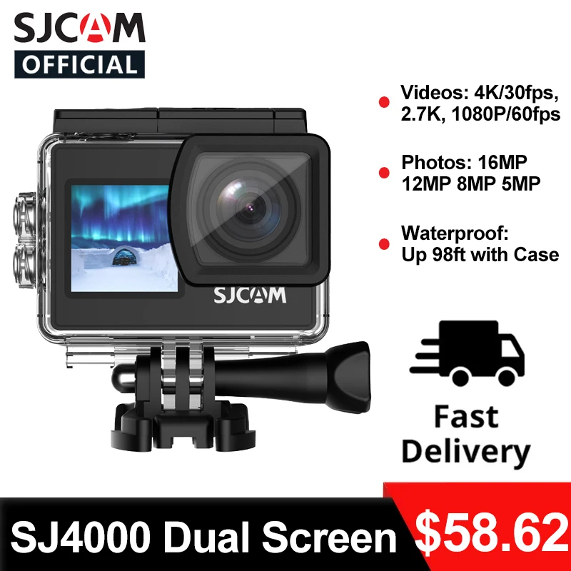 Cámara de acción SJCAM, serie SJ4000, SJ4000 AIR & SJ4000 Dual Screen, 4K 30FPS, WIFI ...