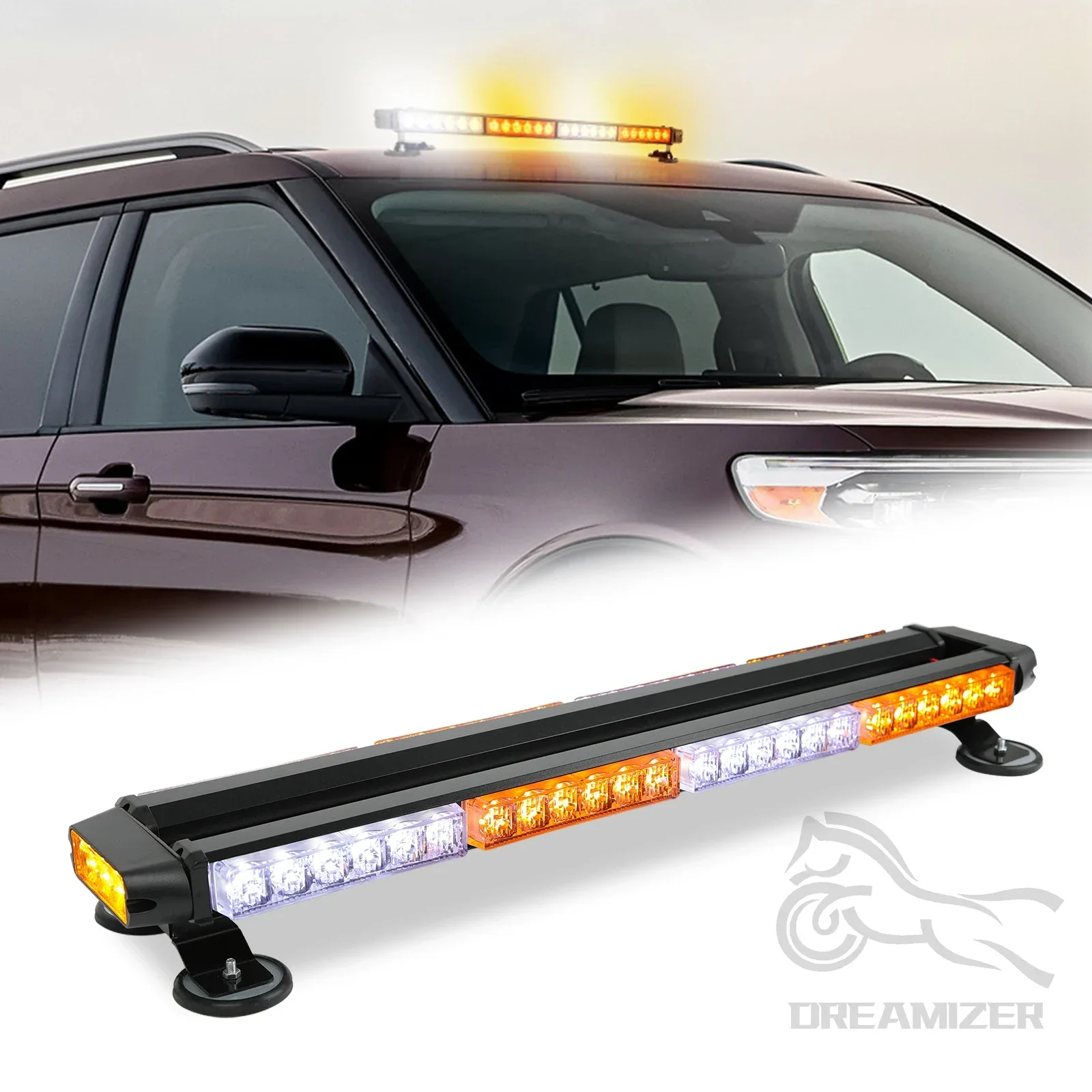 54-LEDs-Flashing-Strobe-Warning-Light-Bar-Double-Side-Amber-White ...