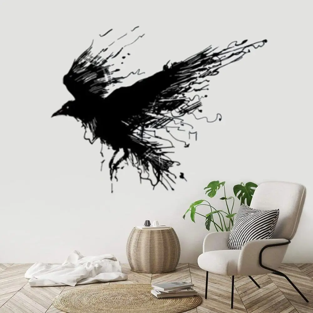 Gothic-Raven-Crows-Bird-Wall-Stickers-Vinyl-Livingroom-Playroom-Nature ...