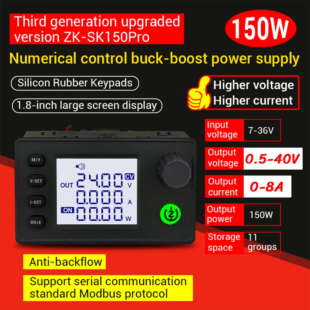 SK150Pro CNC DC Regulated Power Supply DC-DC Step Up/Down DC 7-36V to 0 ...