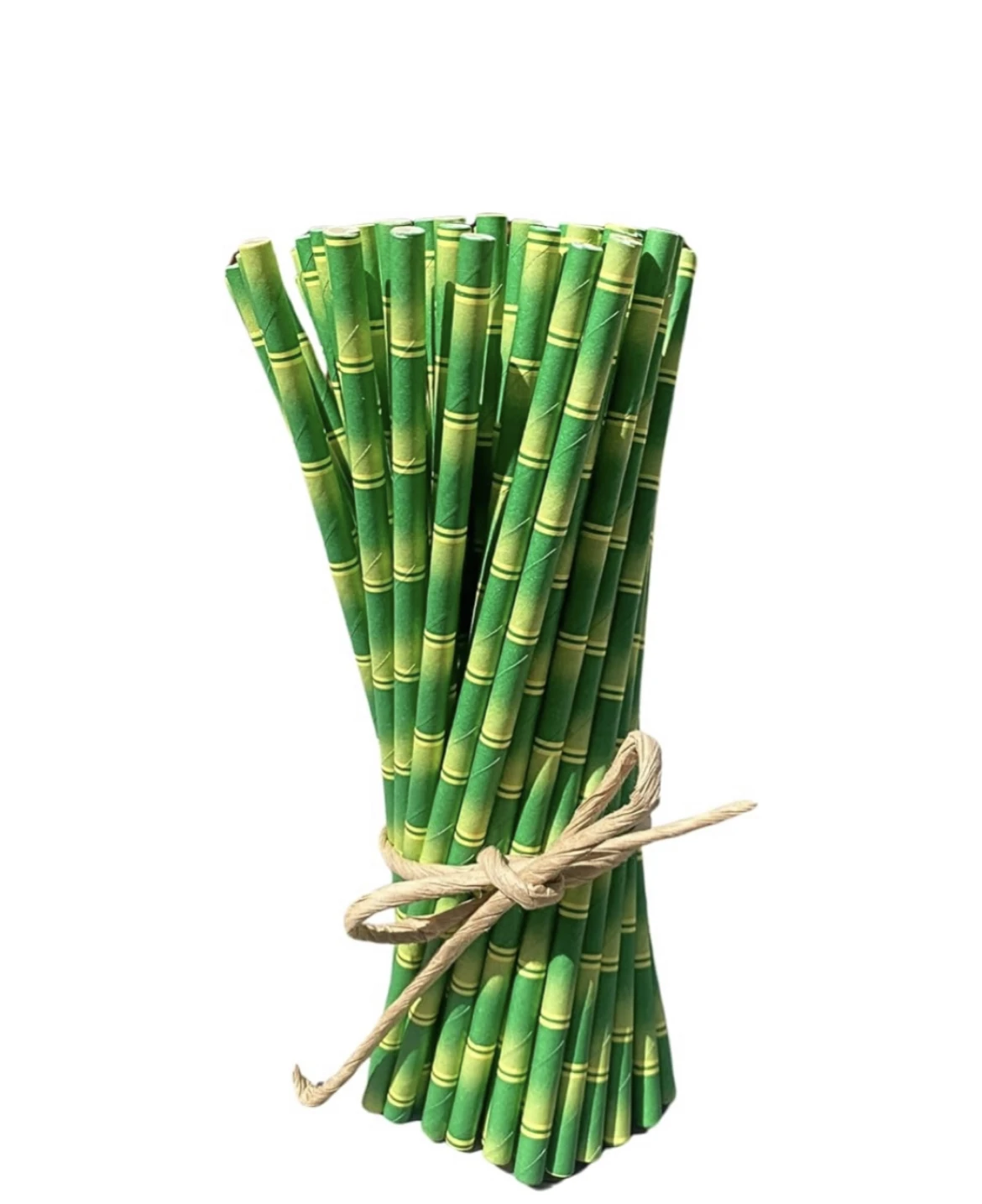 100Pcs-Green-Bamboo-Paper-Straws-for-drinks-Bulk-Birthday-Wedding ...