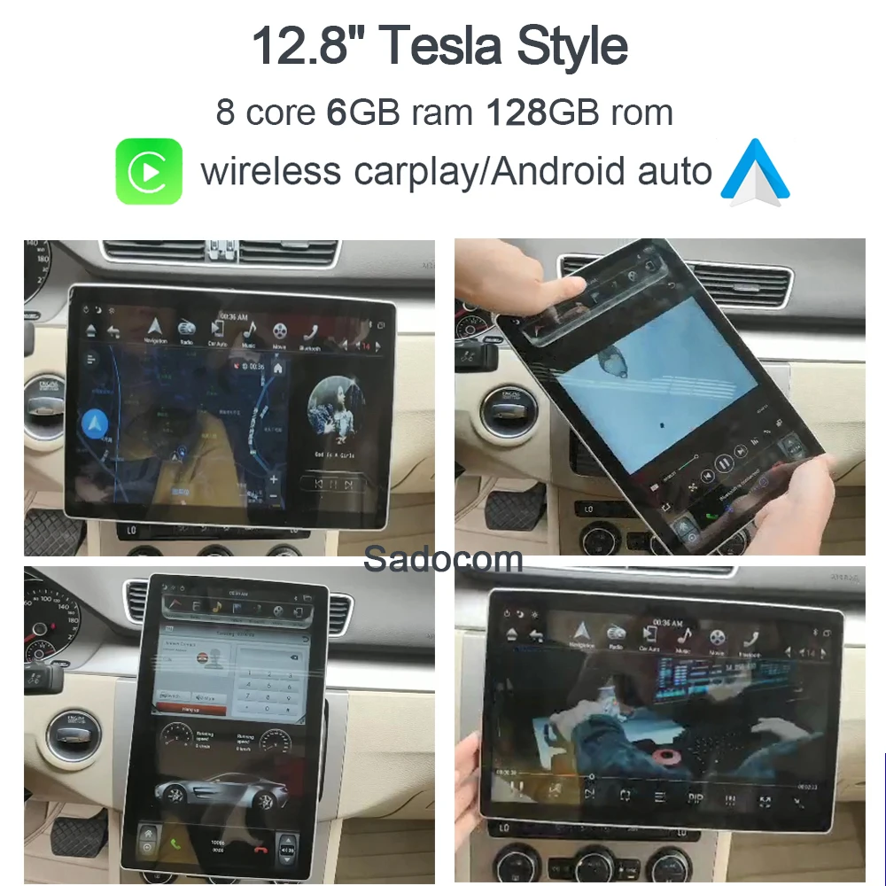 Tesla Style 12.8" Px6 100 Rotatable Ips 2 Din Android 4gb 64gb Car Dvd ...