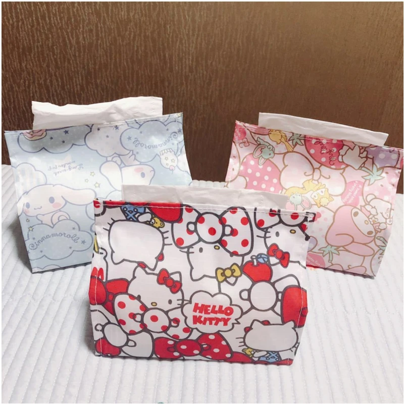 Sanrio Cartoon Hello Kitty Desktop Tissue Box Cute My Melody Pom Pom ...