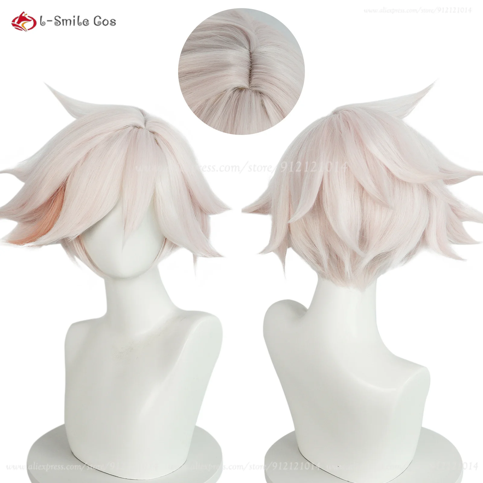 Anime Hotel Dust Angel Cosplay Wig Short Pink White Highlights Hair ...