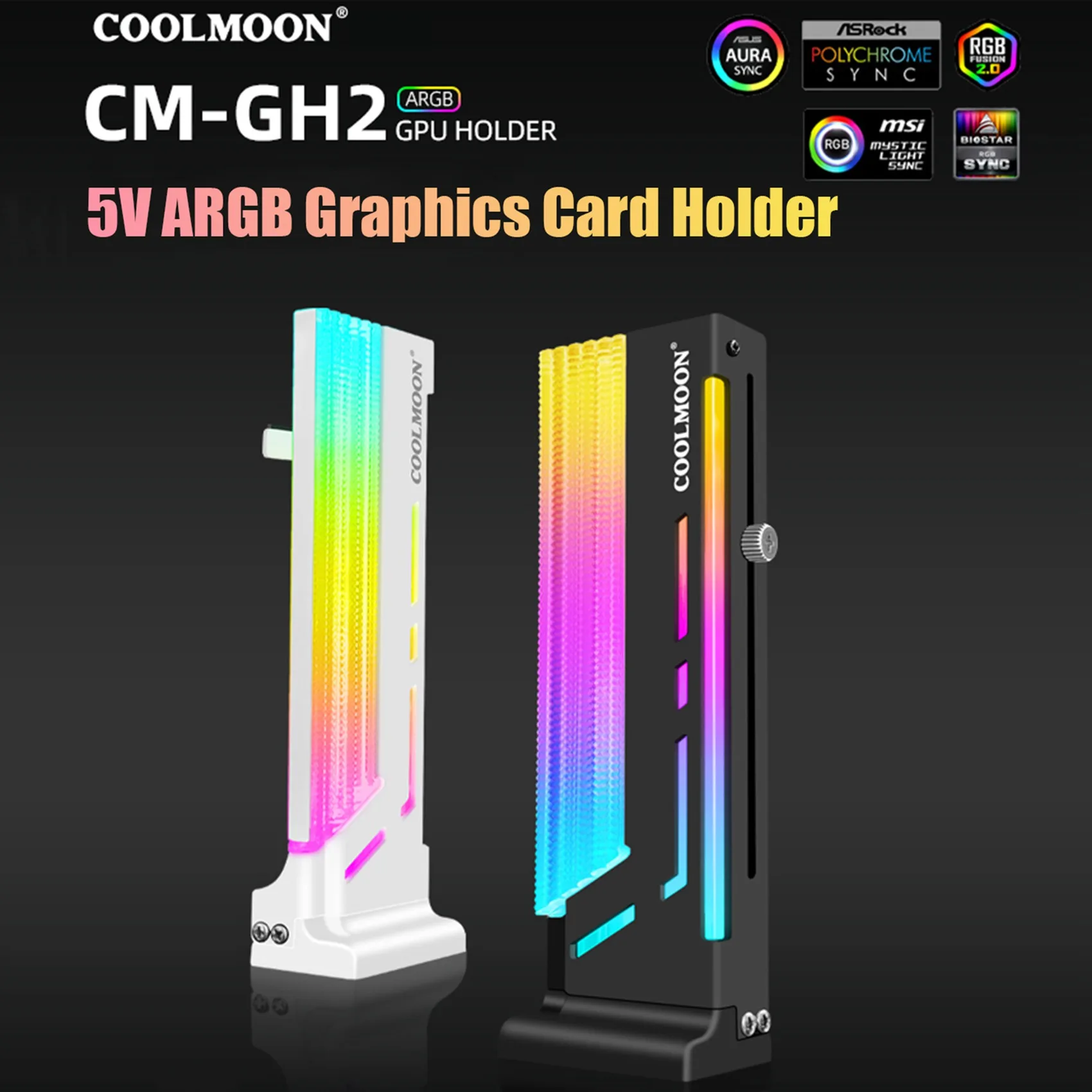 COOLMOON-Graphics-Card-Holder-5V-ARGB-Vertical-Graphics-Stand-GPU ...