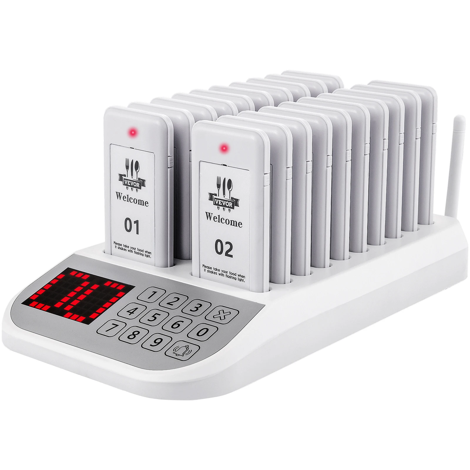 VEVOR Restaurant Pager Calling Paging System 20 Coaster Receiver ...
