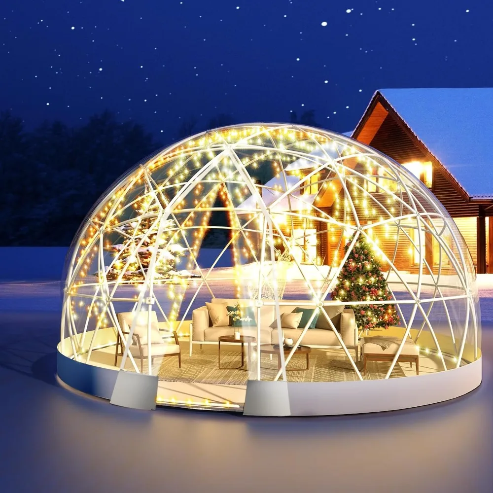 12FT Garden Dome Igloo, Geodesic Dome Greenhouse with PVC Clear Cover ...