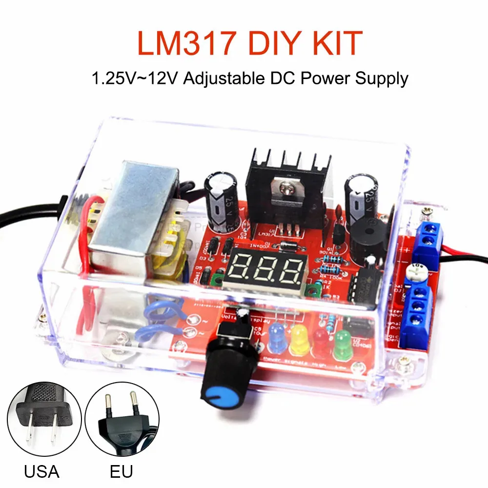DIY-Kit-LM317-Adjustable-Regulated-Voltage-110V-220V-to-1-25V-12-5V ...