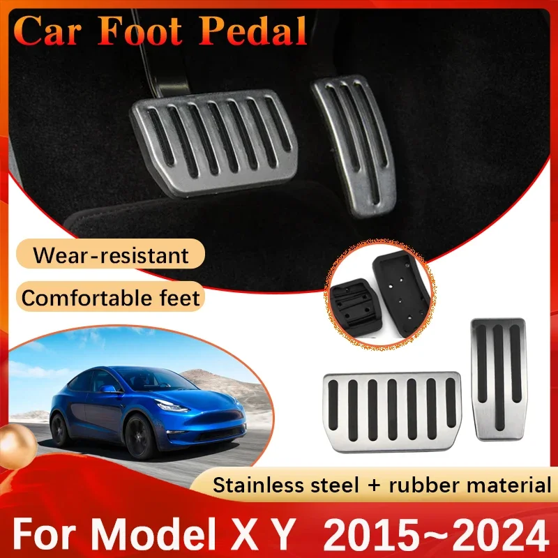 Car Pedal Pad Cover For Tesla Model X Y 2015~2024 Non-slip Stainless ...