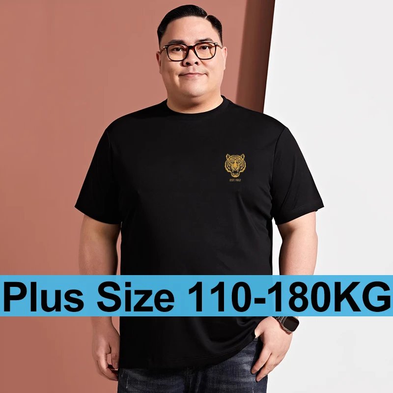 Men Plus Size Summer T Shirt Short-sleeved 6XL 7XL Oversize Soft ...