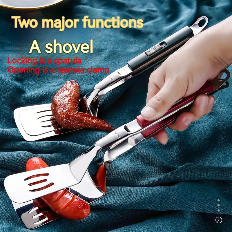 Kitchen Gadgets Adjustable BBQ Tongs Stainless Steel Locking Cooking ...
