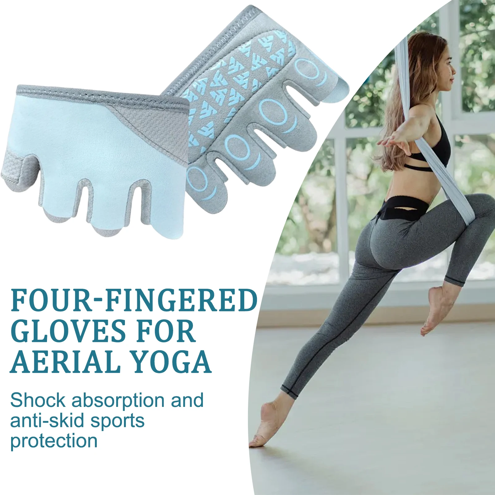 Women's Aerial Yoga Gloves Four Finger Anti Slip Nylon Gloves Soft ...
