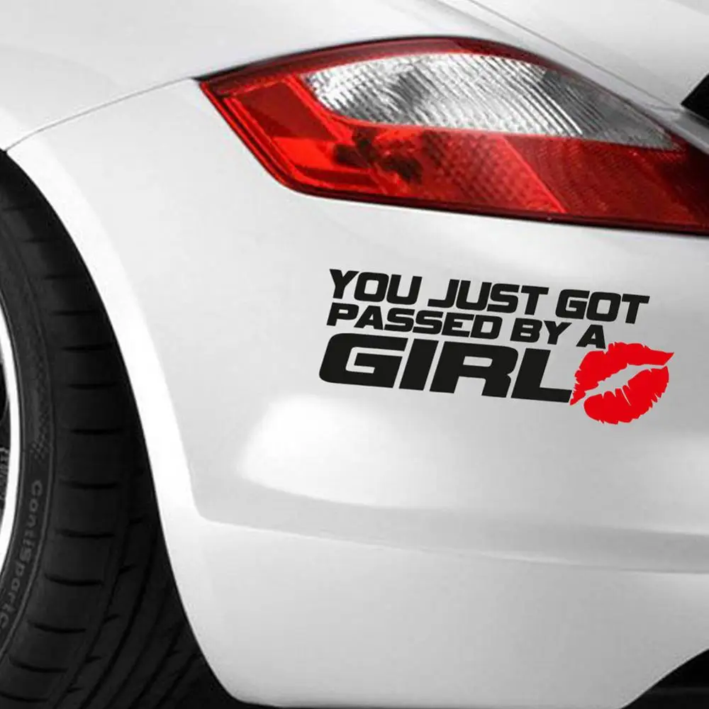 YOU JUST GOT PASSED BY A GIRL Sexy Lip Car Truck Window Bumper Sticker ...