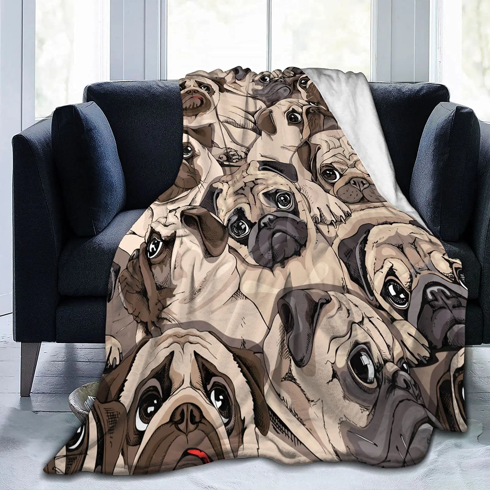 Linda-manta-de-franela-para-perro-Pug-ropa-de-cama-de-animales-manta-de ...