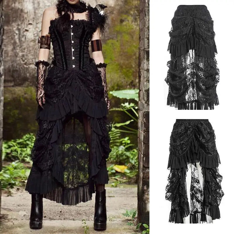 Women-Retro-Lace-Up-Ruffle-Steampunk-Gothic-Goth-Punk-Rock-Victorian ...