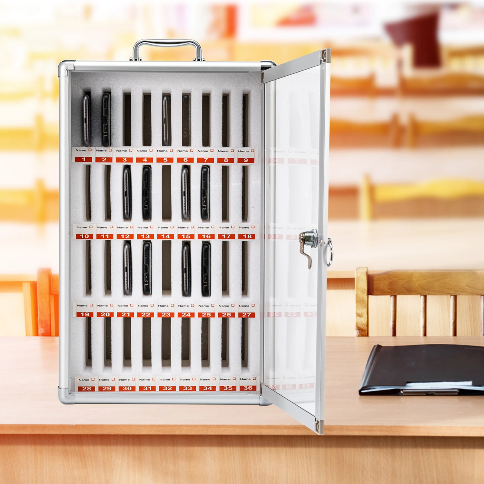 LOYALHEARTDY-4-Layer-36-Slots-Silver-Cell-Phones-Storage-Cabinet-Pocket ...