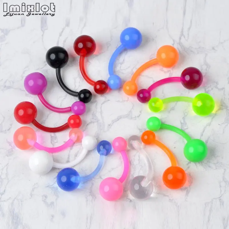 20pcs/Lot Colorful Silicone Belly Button Rings Navel Piercing 5/8mm ...