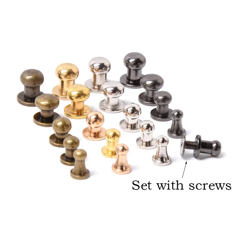 10 Pcs Round Knob Rivets Brass Copper Round Ball Head Nuts Slotting ...