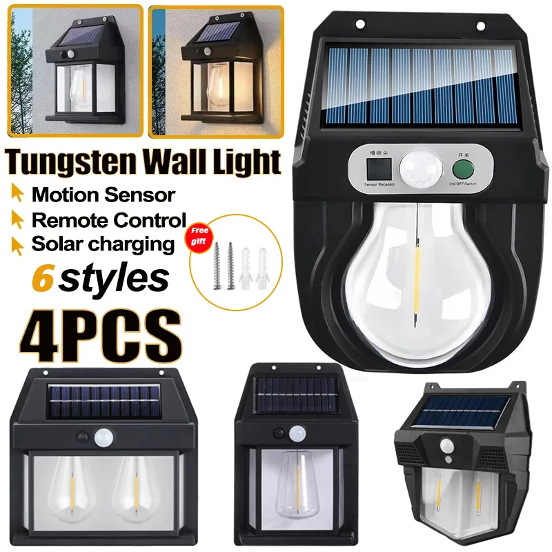 1-4PCS-Solar-Tungsten-Wall-Light-Outdoor-Intelligent-Induction-Tungsten ...