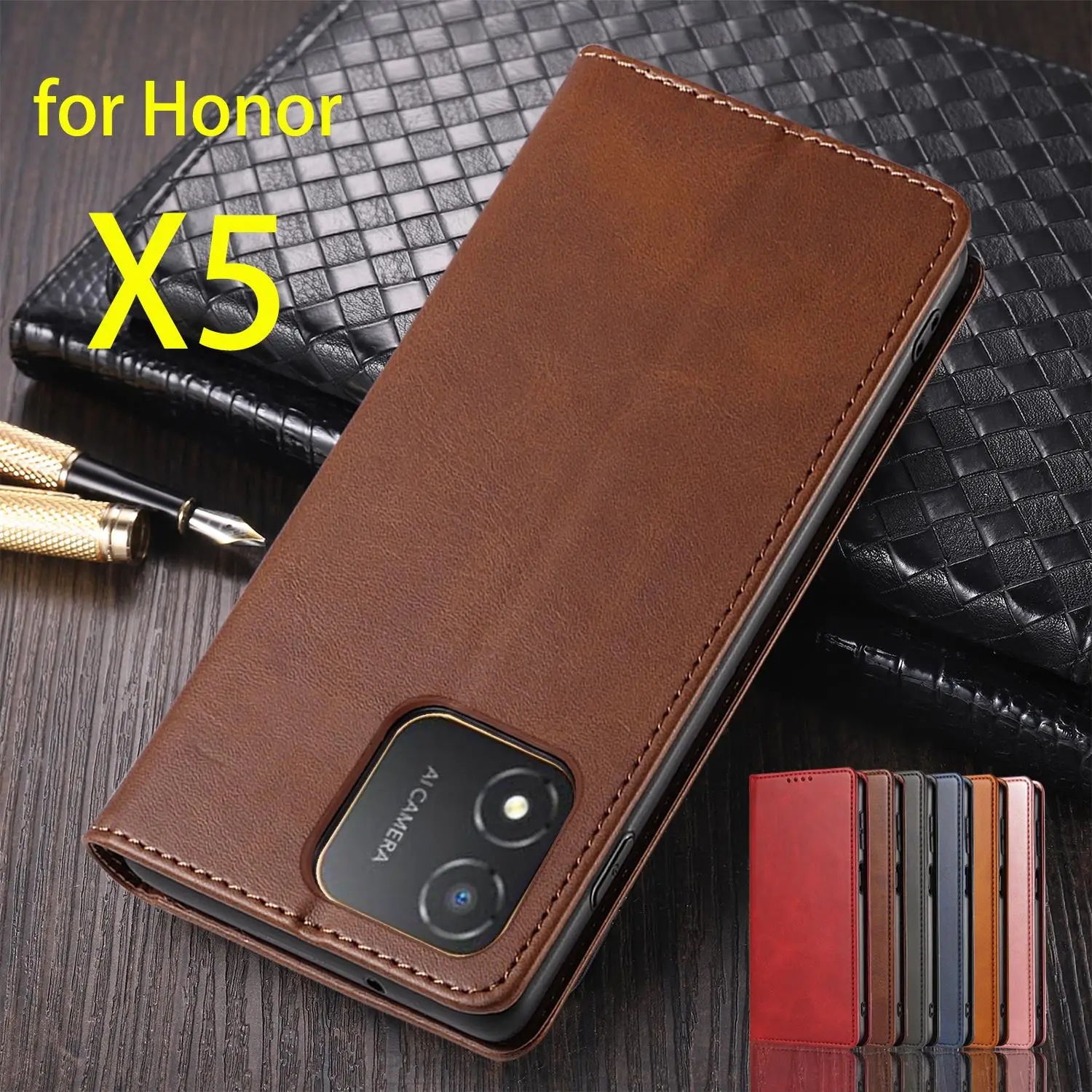 Magnetic Attraction Cover Leather Case for Huawei Honor X5 Flip Case ...