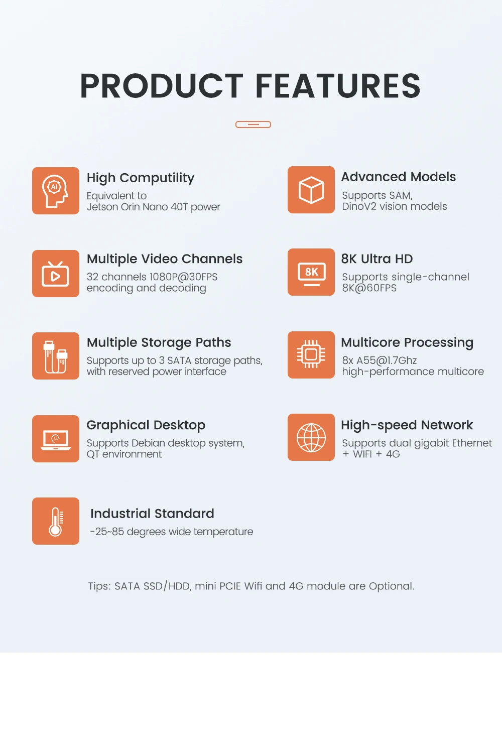 Axera-pi Pro 4n Dock 8k H265 Gigabit Duplo Sata Borda Aesbox Computador Nvr 32 Canais H265 43.2t