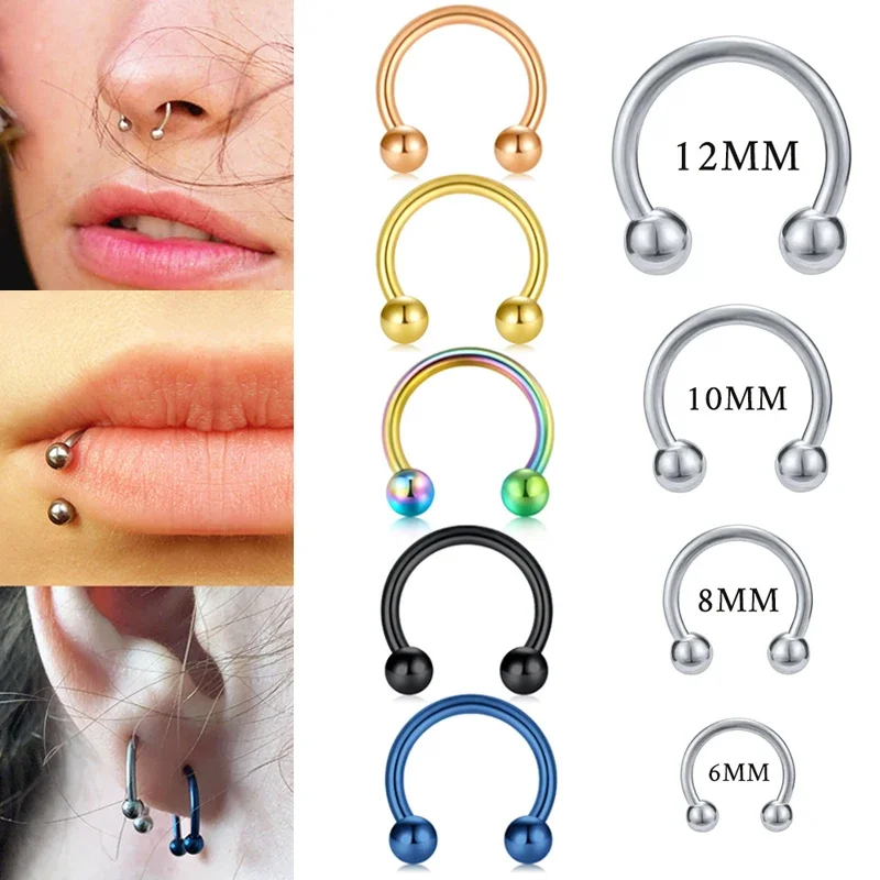 1-pz-anello-al-naso-in-acciaio-inox-12G-14G-16G-20G-Piercing-al-naso ...