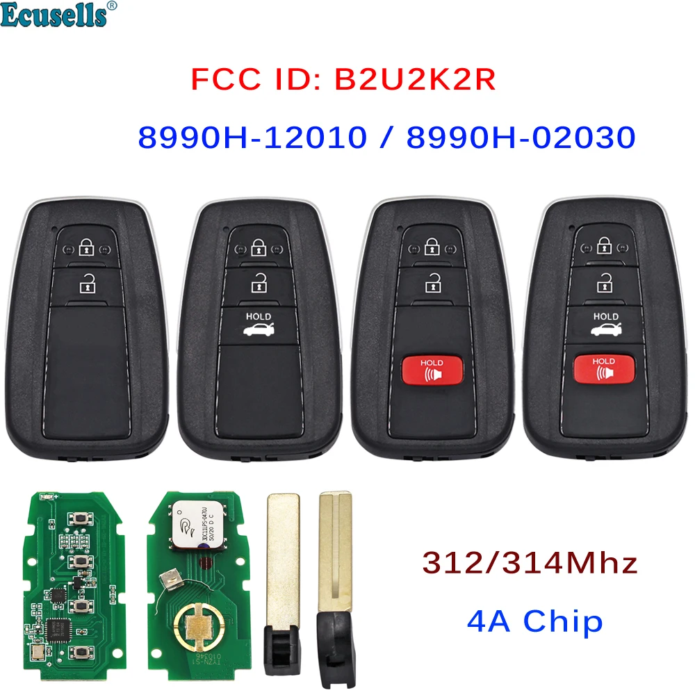 Llave remota inteligente para Toyota Corolla 312/314 MHZ 4A Chip FCC ...