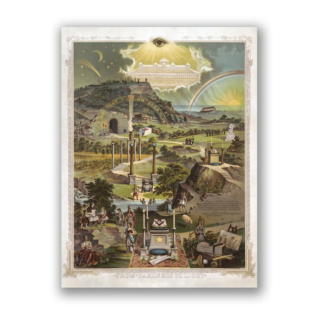Freemason Chart Vintage Poster , Freemasonic Hand Drawing Painting ...