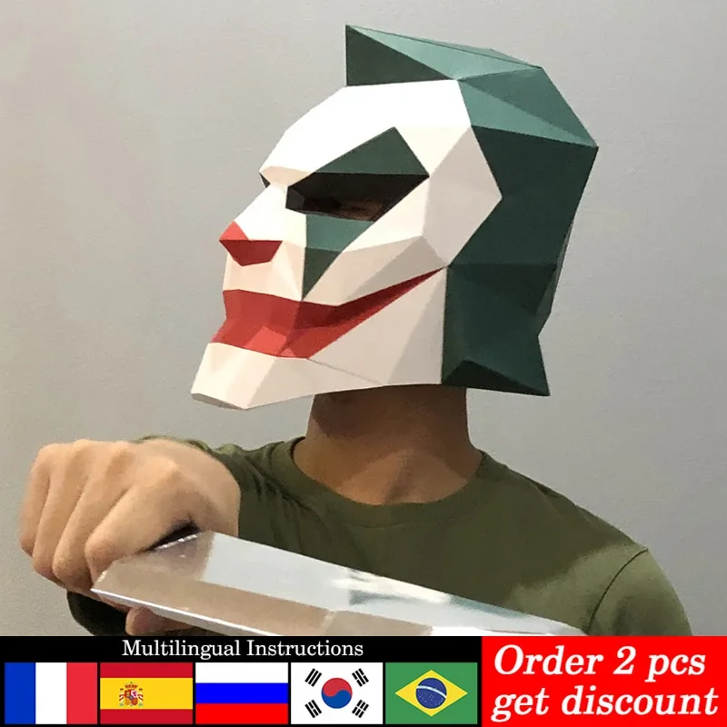 New-Clown-Mask-Paper-Model-Low-Poly-3D-Papercraft-Art-Origami-Costume ...