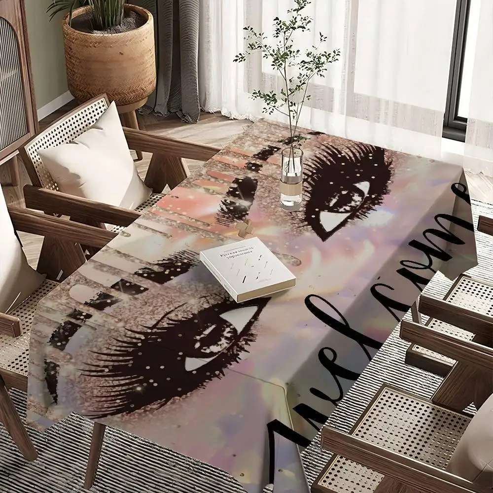 Rose Golden Glitter Eyelash Lashes Table Cloth Rectangular Stain ...
