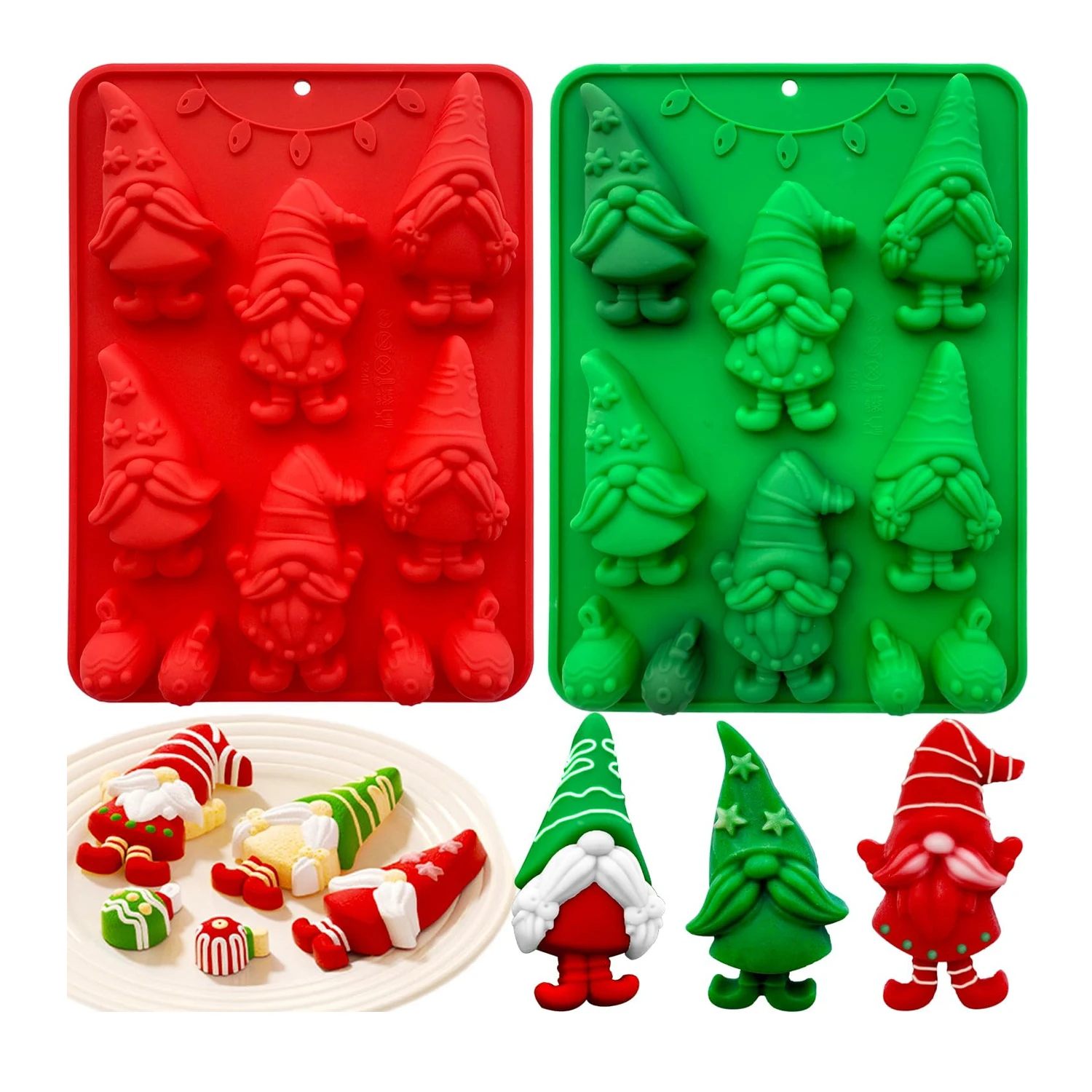 Silicone Santa Claus and Snowflake Gift Mold for Christmas 3D Cake ...