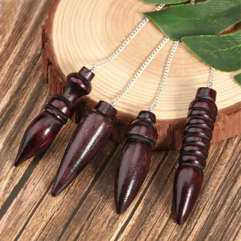 New-Natural-Wooden-Round-Cone-Pattern-Pendulum-for-Divination-with-7 ...