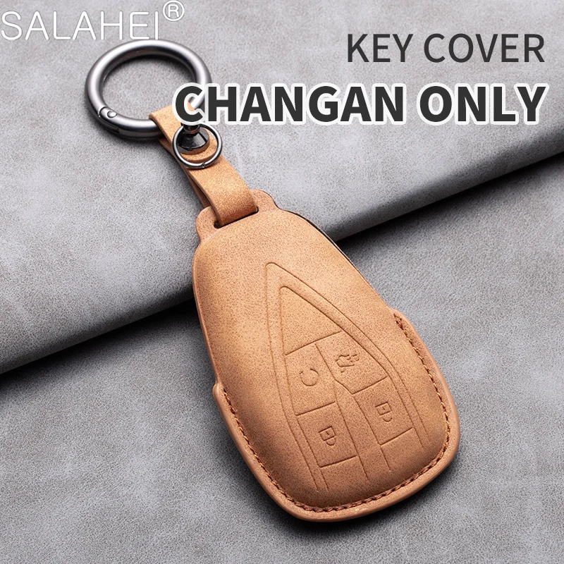 Sheepskin Leather Car Remote Key Case Cover Shell For Changan UNIT UNIK ...