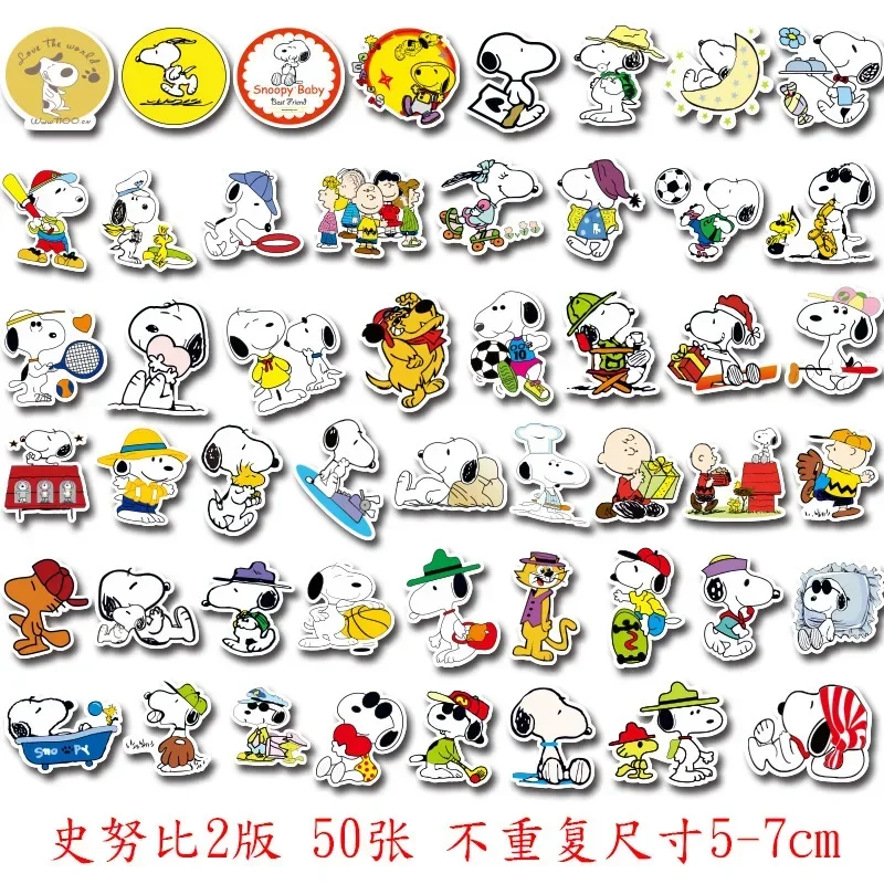 50/100 piezas de pegatinas de dibujos animados de Snoopy Charlie Brown de PVC a prueba de agua ...